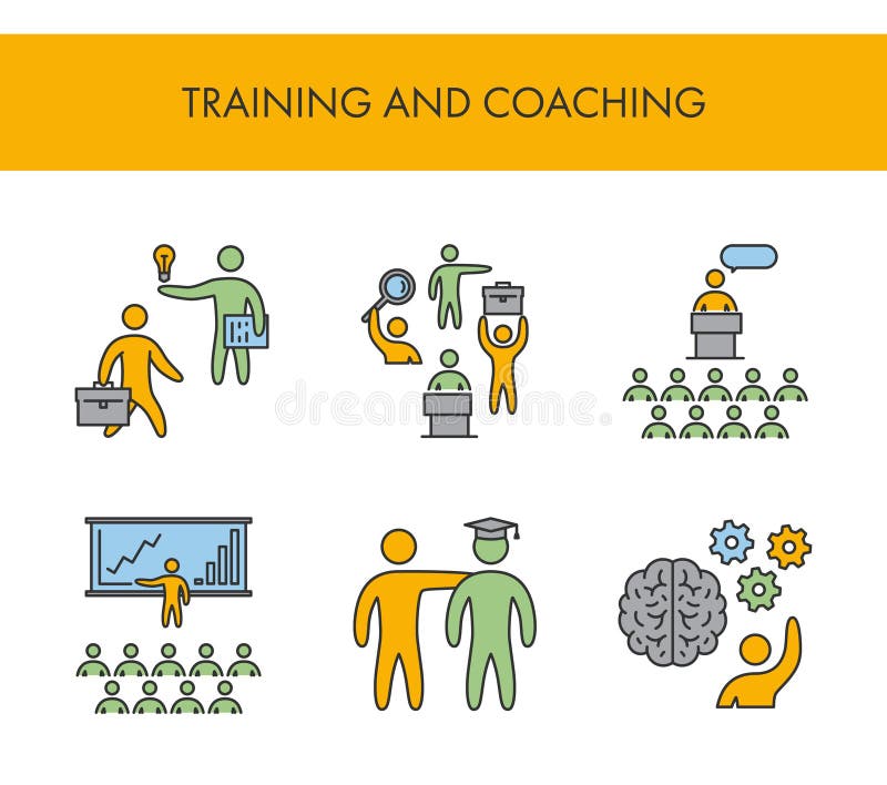 Line Icons for Training and Coaching. Vector Linear Set Stock ...