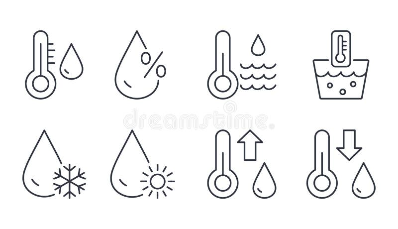 Line Icons Water Temperature. Vector Symbols of High and Low ...