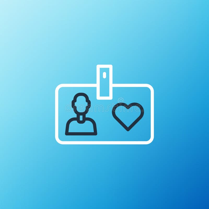 Line Identification Card Volunteer Icon Isolated on Blue Background ... Line Identification Card Volunteer Icon Isolated on Blue Background ...