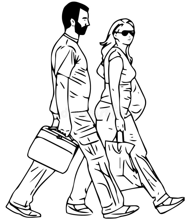 Line Illustration of Abstract People on a White Background 1 Stock ...