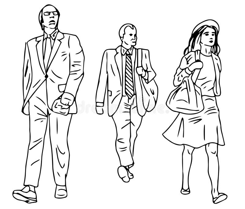 Line Illustration of Abstract People on a White Background 3 Stock ...