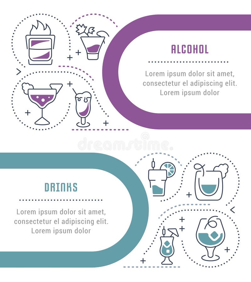 Website Banner and Landing Page of Alcohol Drinks. Stock Illustration ...