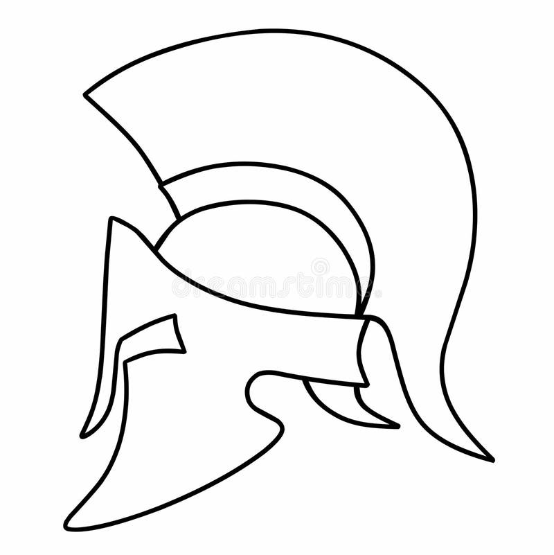 Line Illustration of Spartan Helmet Greek Stock Illustration ...