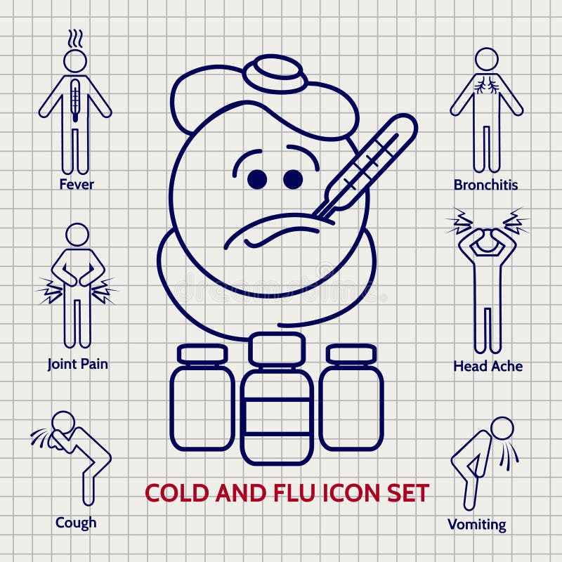 Line Influenza icons set stock vector. Illustration of disease - 84546013