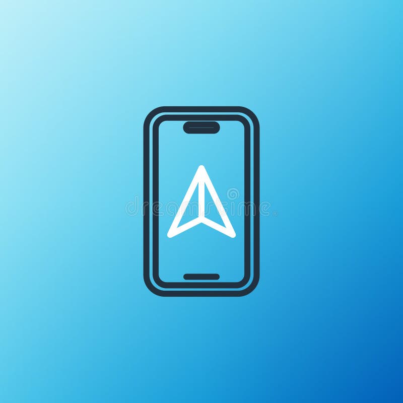 Line Infographic of City Map Navigation Icon Isolated on Blue ...