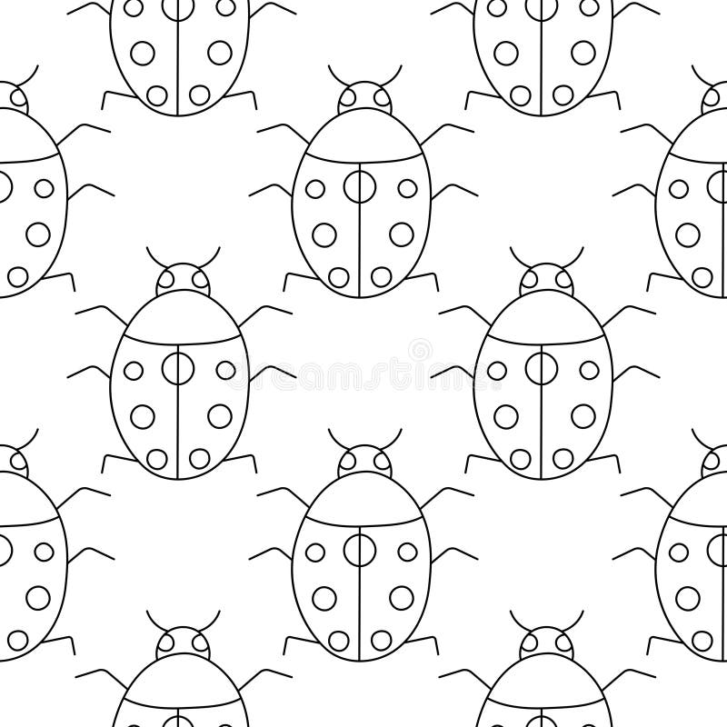 Line Insect Ladybird Ladybug. Pattern, Textile . Stock Vector ...