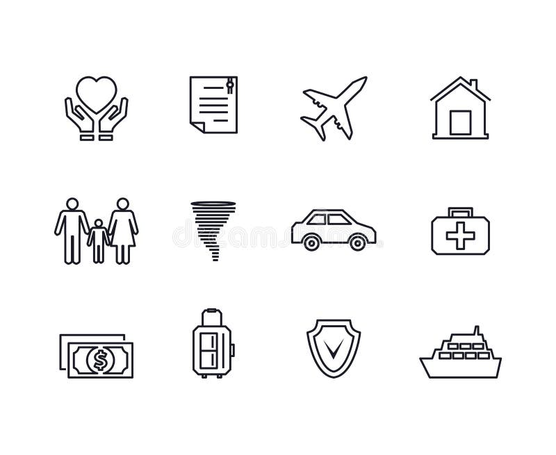 Line Insurance Patterns Set Stock Vector - Illustration of industry ...