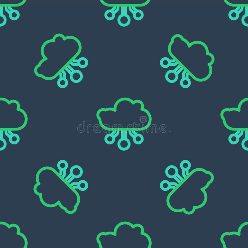 Line Internet of Things Icon Isolated Seamless Pattern on Blue ...