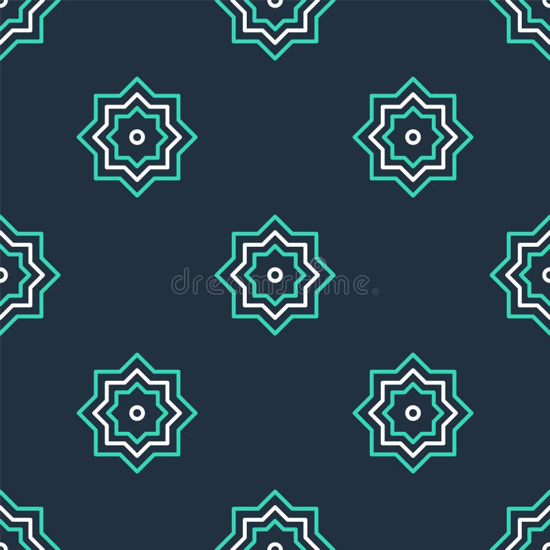 Line Islamic Octagonal Star Ornament Icon Isolated Seamless Pattern on ...