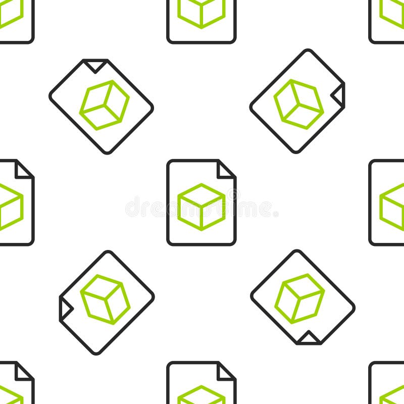 Line Isometric Cube File Icon Isolated Seamless Pattern on White ...