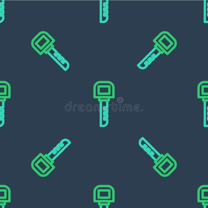 Line Key Icon Isolated Seamless Pattern on Blue Background. Vector ...