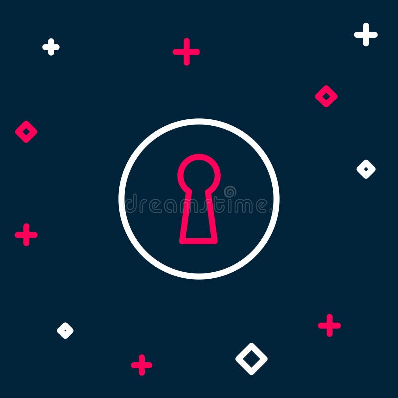 Line Keyhole Icon Isolated on Blue Background. Key of Success Solution ...