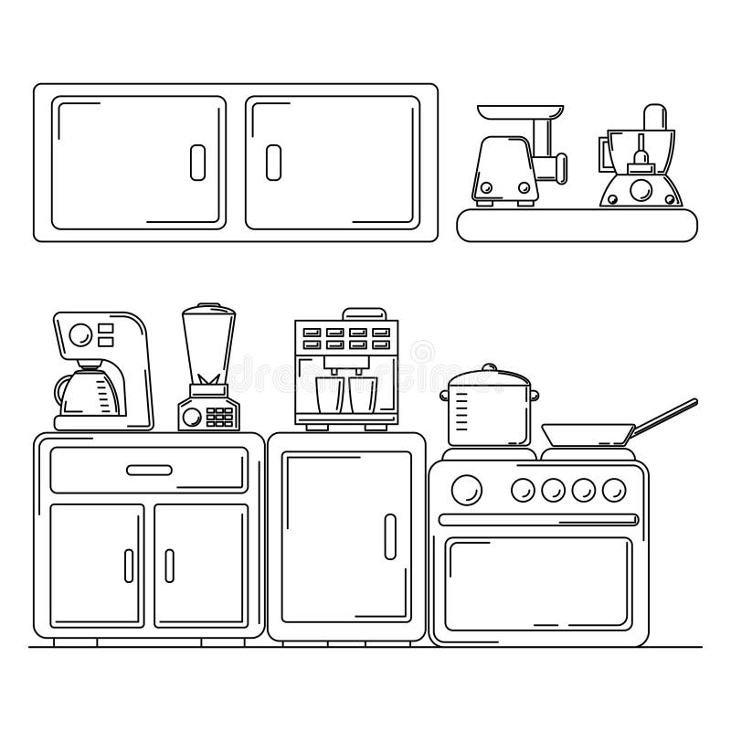 Line Kitchen Illustration. Culinary Card Concept for Design and Web ...
