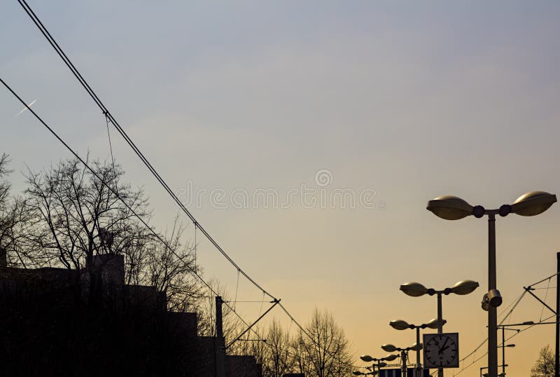 A line of lamps stock photo. Image of posts, urban, lights - 152670812