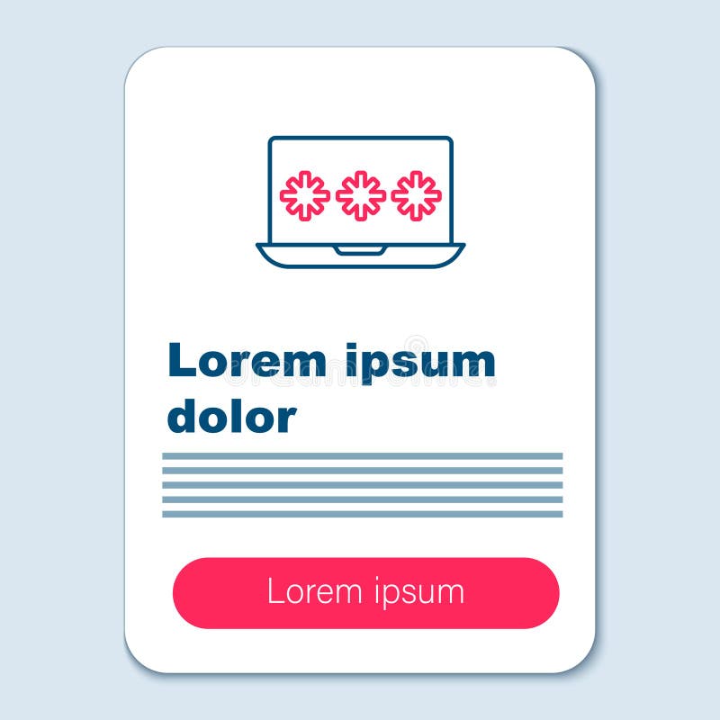 Line Laptop with Password Notification Icon Isolated on Grey Background ...