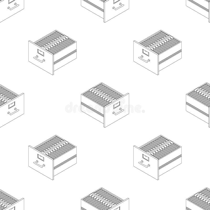 Line Large Isometric of Drawers with Documents. Isometric Iron Drawer ...