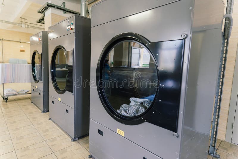 Line of Laundry Machine, Washing Machines. Automate Equipment Stock ...