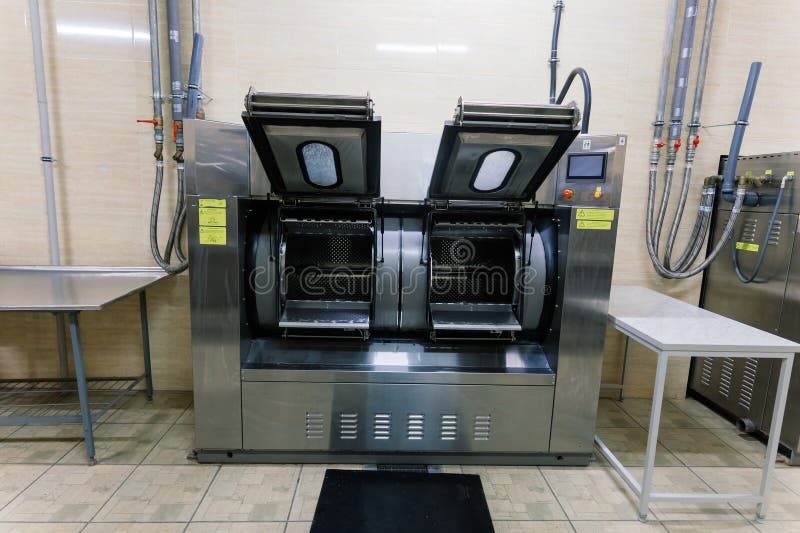 Line of Laundry Machine, Washing Machines. Automate Equipment Stock ...