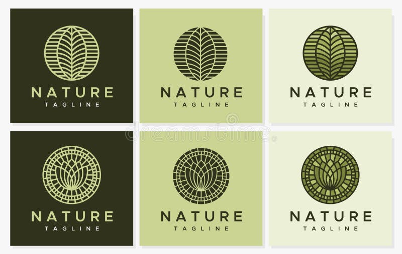 Line Leaf Logo Design Set. Modern Nature Line Logo Vector Template ...