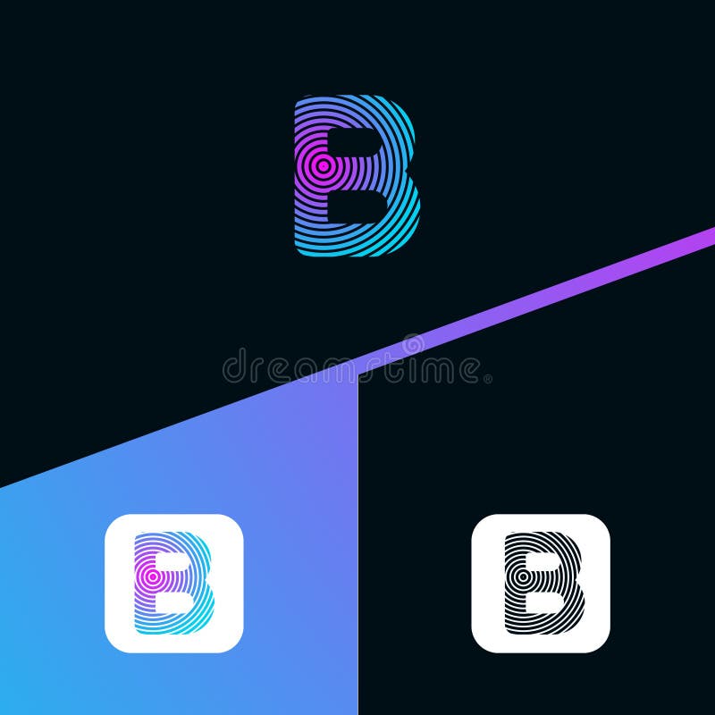 Line Letter B Logotype, Ready Symbol Creative Finger Print Stock Vector ...