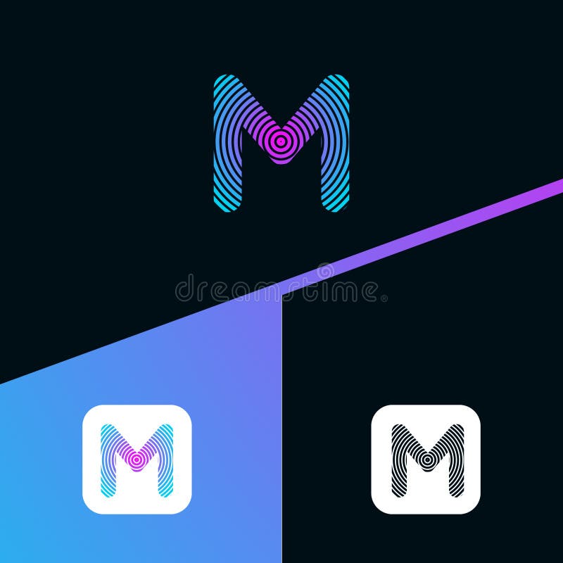 Line Letter M Logotype, Ready Symbol Creative Finger Print Stock Vector ...