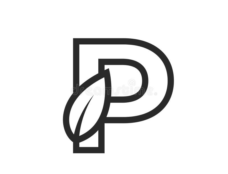 Line Letter P with Leaf. Alphabet Eco Logotype. Nature and Environment ...
