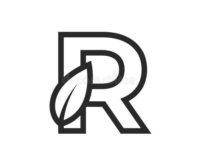 Line Letter R with Leaf. Alphabet Eco Logo. Nature and Environment ...