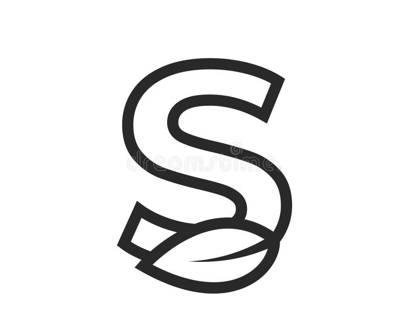 Line Letter S with Leaf. Alphabet Eco Logo. Nature and Environment ...