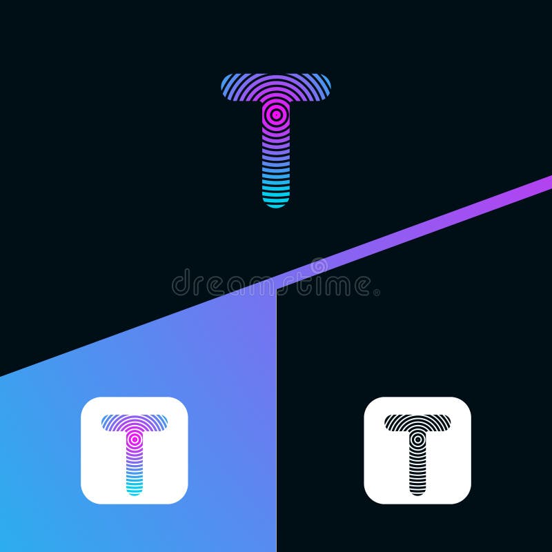 Line Letter T Logotype, Ready Symbol Creative Finger Print Stock Vector ...