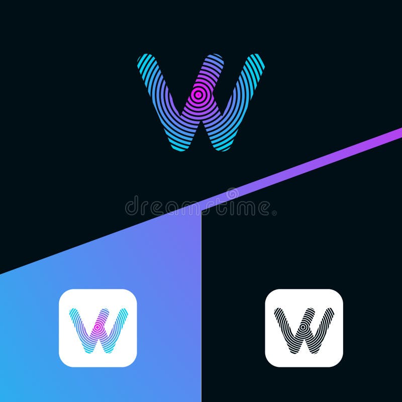 Line Letter W Logotype, Ready Symbol Creative Finger Print Stock Vector ...