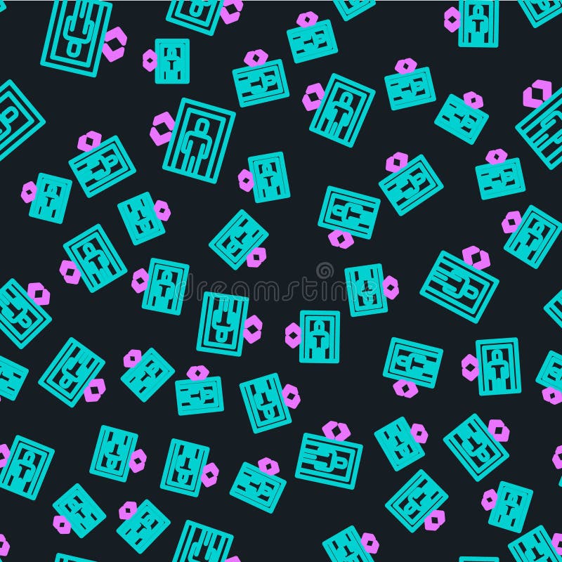 Line Lift Icon Isolated Seamless Pattern on Black Background. Elevator ...