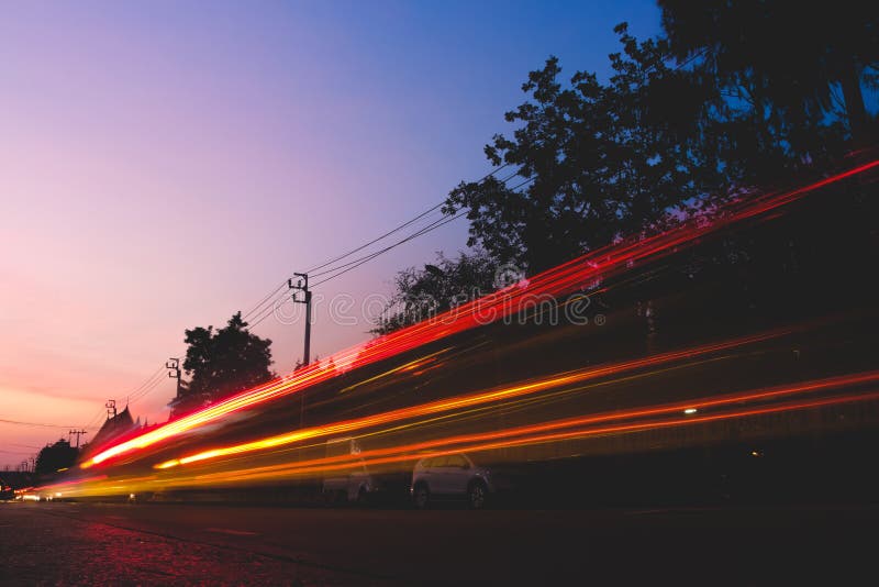 Line Lights of Local Junction. Stock Photo - Image of abstract, glow ...