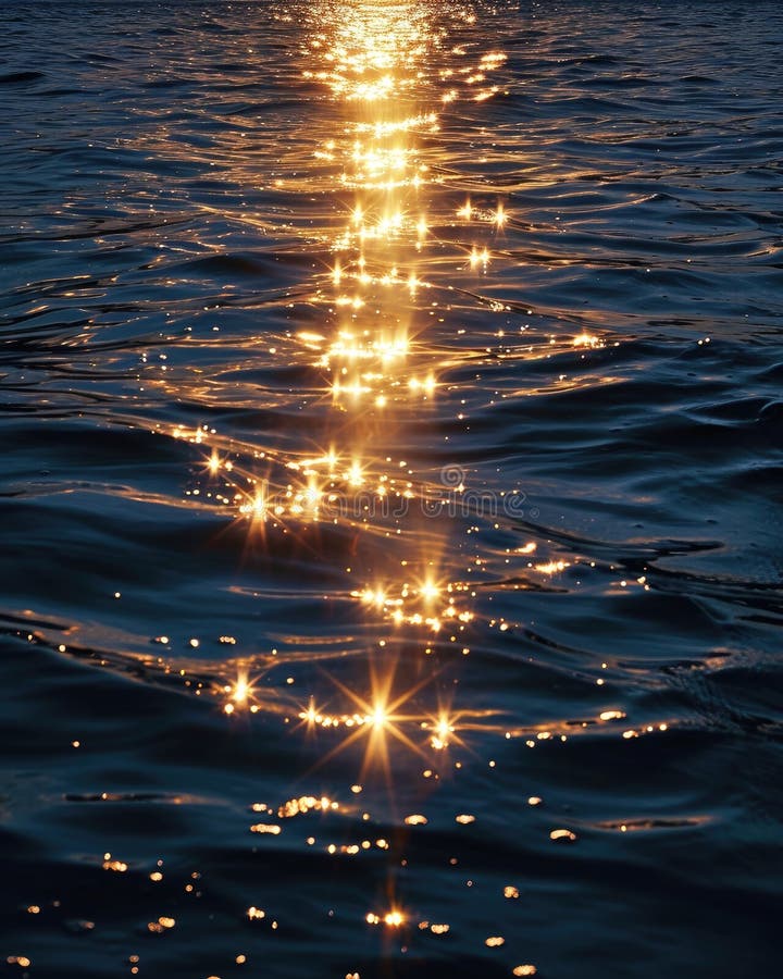 Line of Lights Reflecting on Water Stock Illustration - Illustration of ...