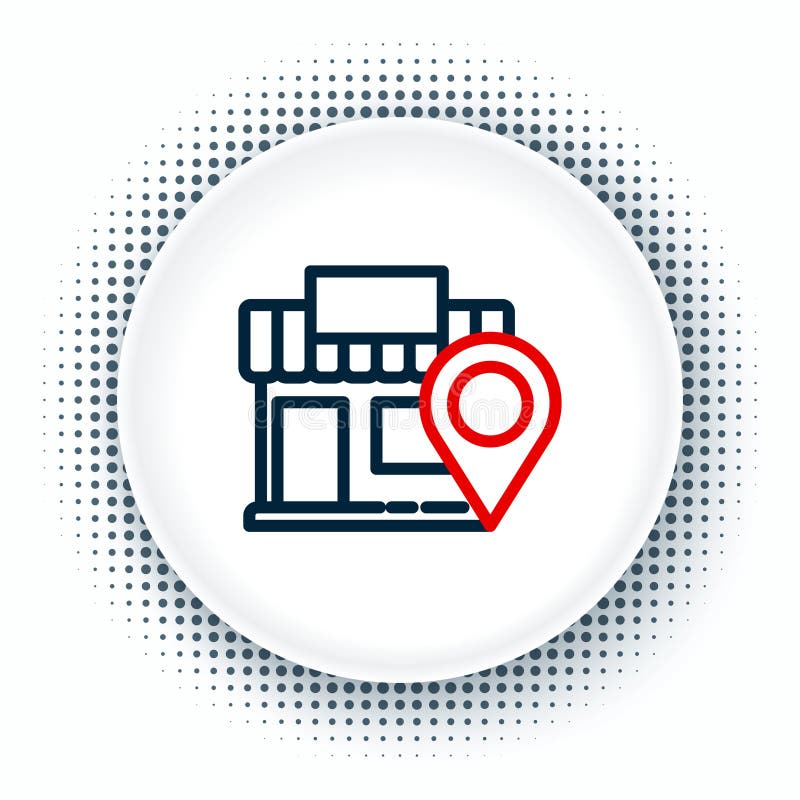 Line Location with Store Icon Isolated on White Background. Colorful ...