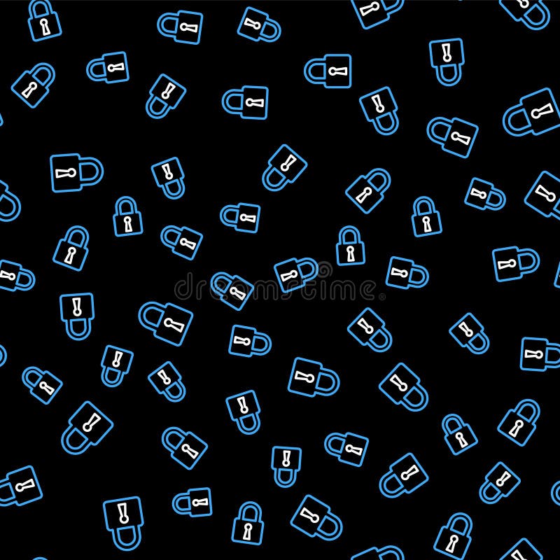 Line Lock Icon Isolated Seamless Pattern on Black Background. Closed ...