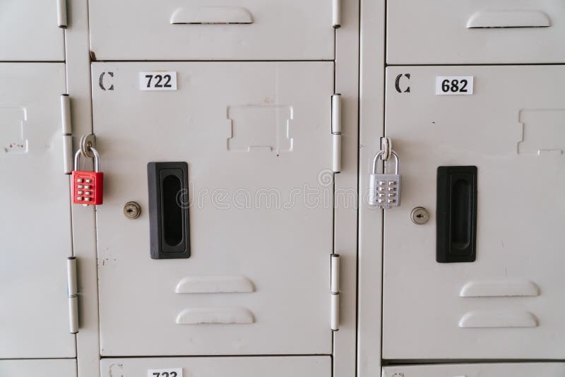 Line of Lockers with the Lock in the Hallway of Campus in Primary ...