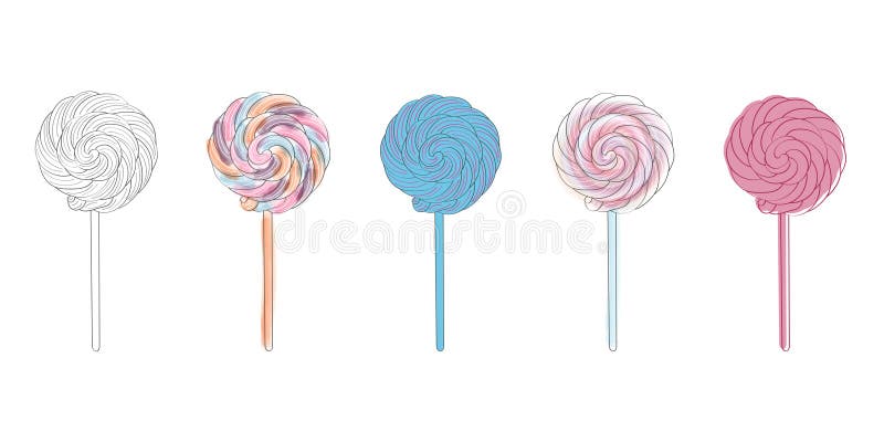 Line of Lollipops Stacked Vertically Stock Vector - Illustration of ...