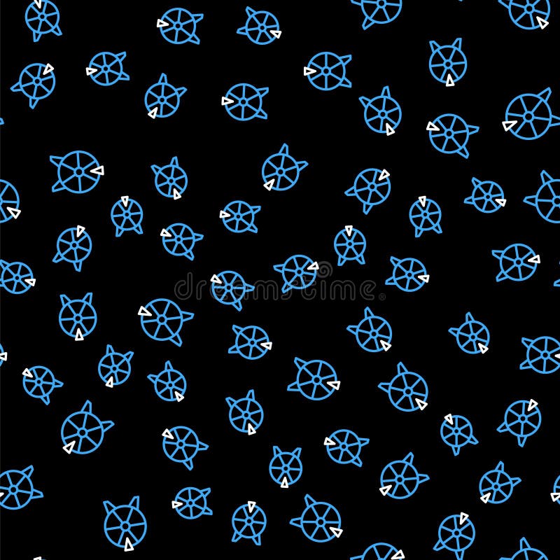 Line Lucky Wheel Icon Isolated Seamless Pattern on Black Background ...