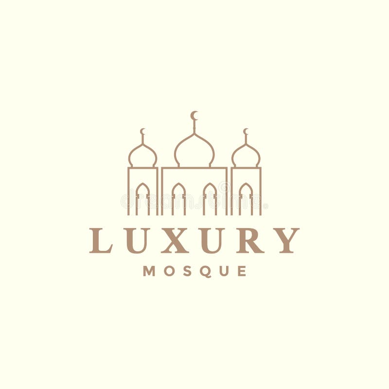 Line Luxury Mosque Logo Design Stock Vector - Illustration of building ...