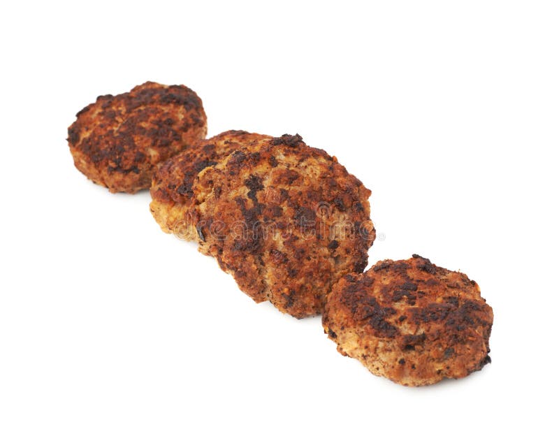Line Made Small Cutlets Isolated Over White Background Stock Photos ...