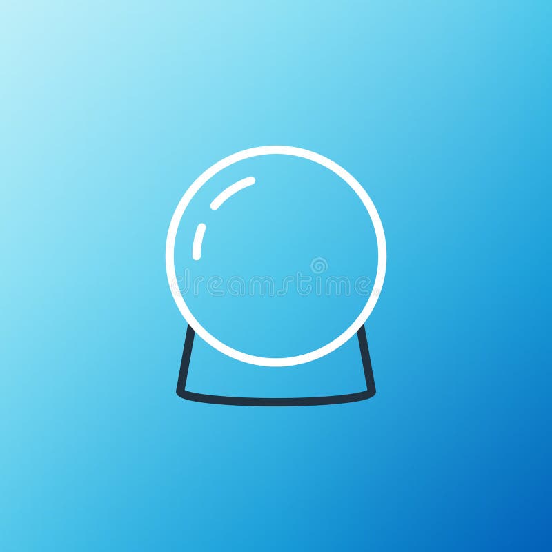Line Magic Ball Icon Isolated on Blue Background. Crystal Ball ...