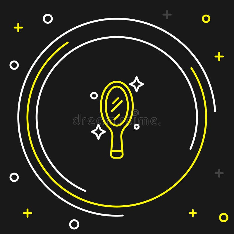 Line Magic Hand Mirror Icon Isolated on Black Background. Colorful ...