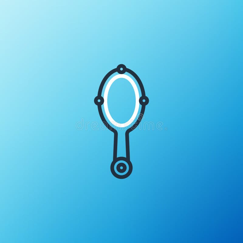 Line Magic Hand Mirror Icon Isolated on Blue Background. Colorful ...