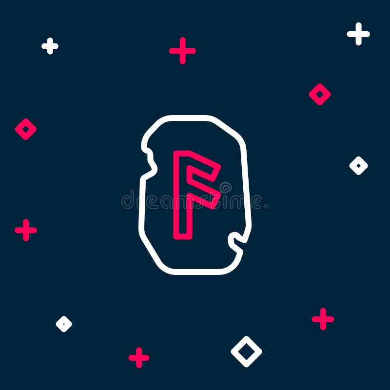 Line Magic Rune Icon Isolated on Blue Background. Rune Stone. Colorful ...