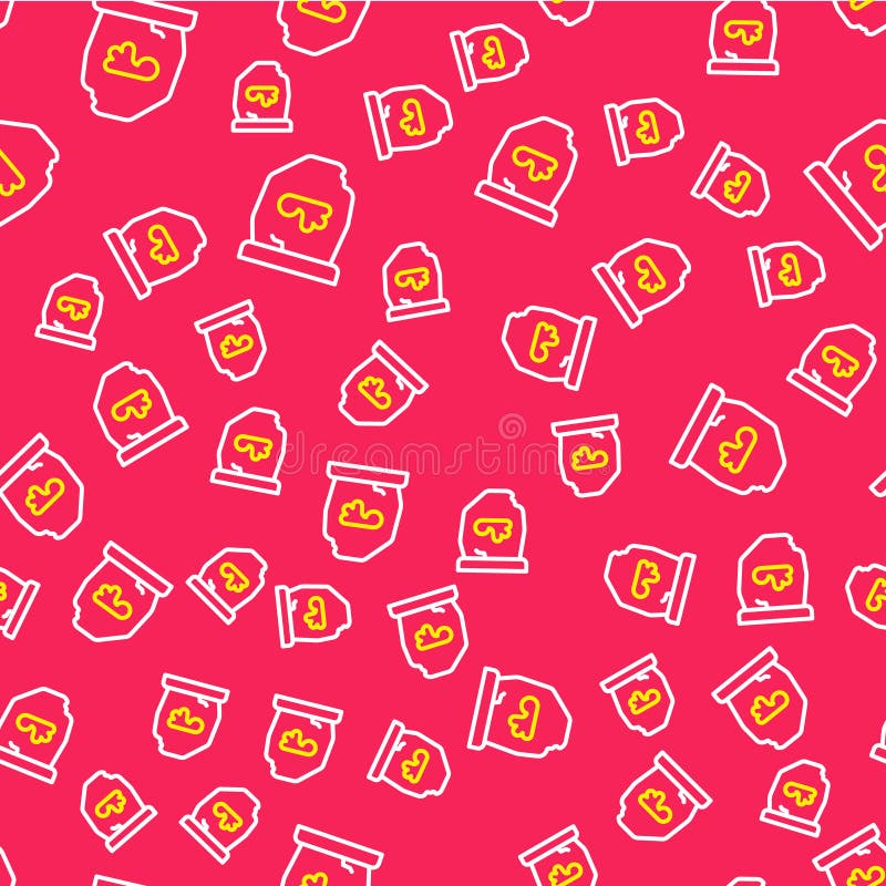 Line Magic Rune Icon Isolated Seamless Pattern on Red Background. Rune ...