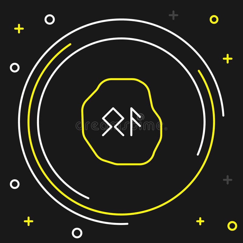 Line Magic Runes Icon Isolated on Black Background. Colorful Outline ...