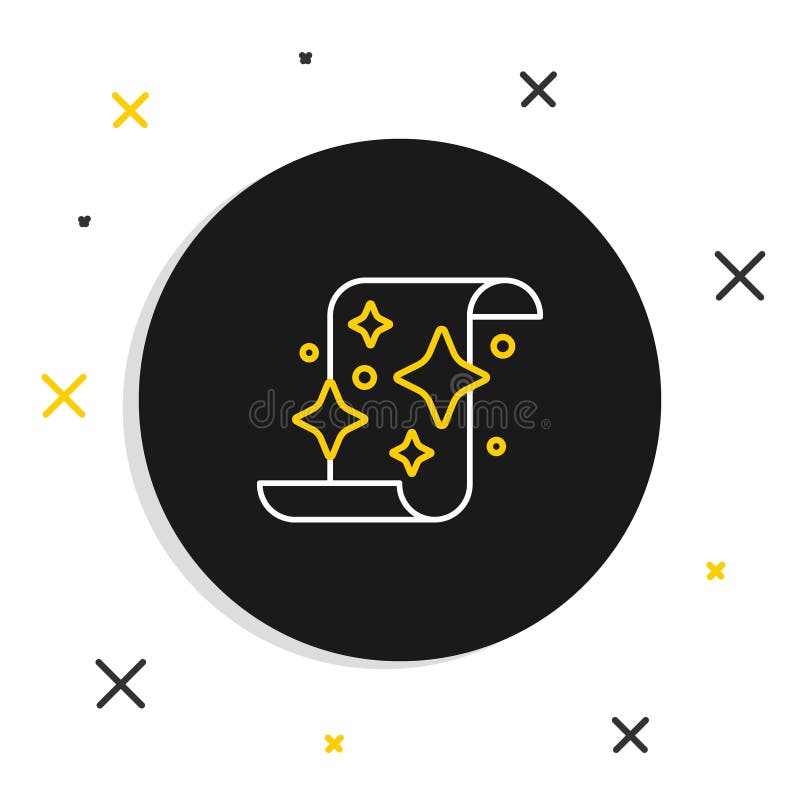 Line Magic Scroll Icon Isolated on White Background. Decree, Paper ...