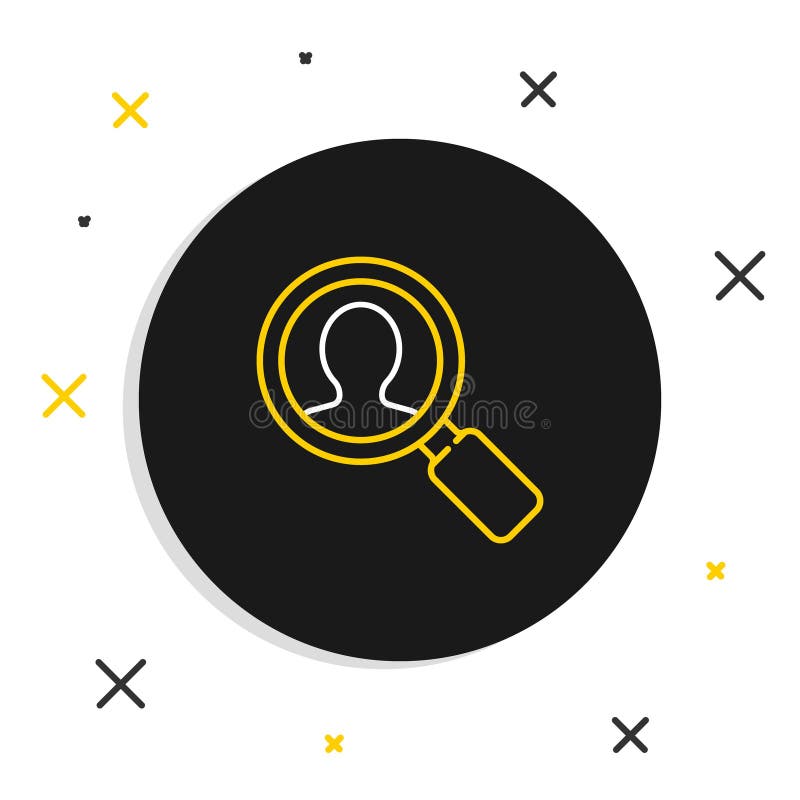 Line Magnifying Glass For Search A People Icon Isolated On White