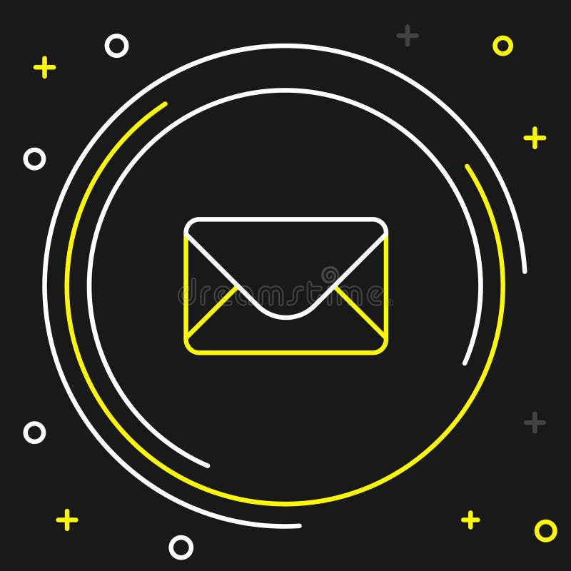 Line Mail and E-mail Icon Isolated on Black Background. Envelope Symbol ...