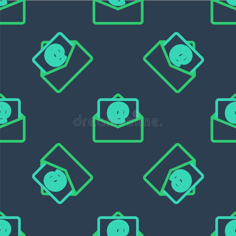 Line Mail and E-mail Icon Isolated Seamless Pattern on Blue Background ...